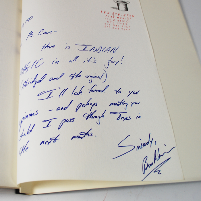 Indian Magic by Ben Robinson: autographed and with two letters tipped ...