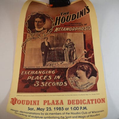 Houdini Plaza Dedication 1985 poster: Houdini Club of Wisconsin | Magic ...