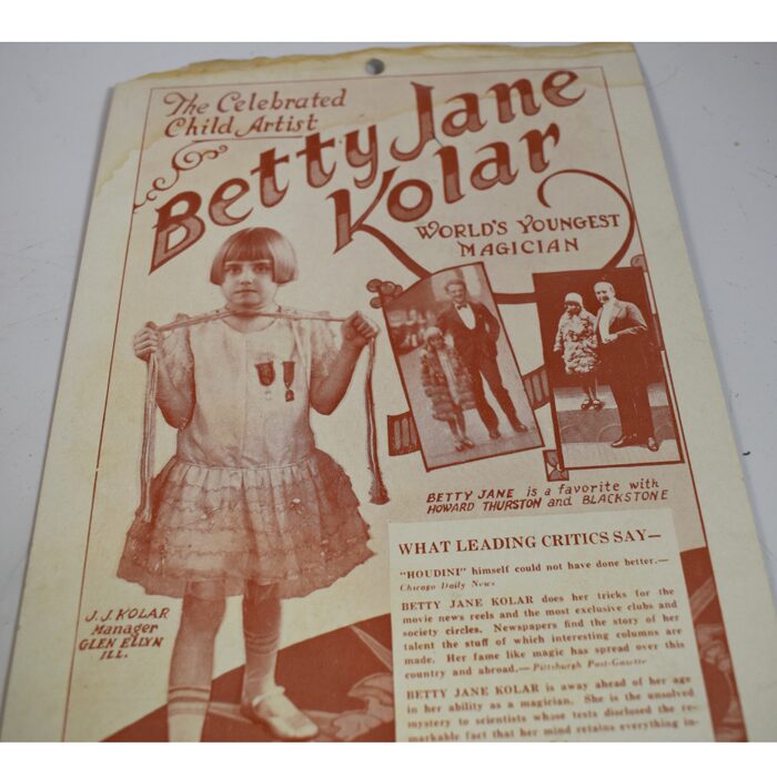 Child Magician Betty Jane Kolar 1931 Advertising Calendar | Magic ...